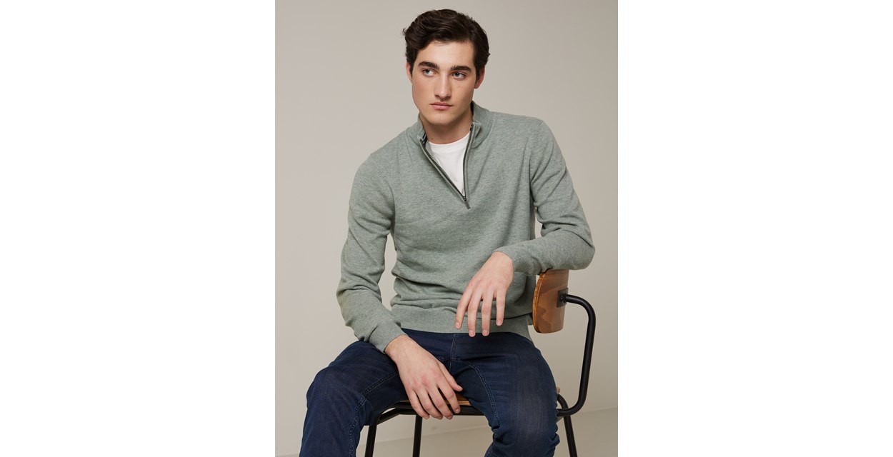 Ethan merino zipneck Sea Spray | VIC