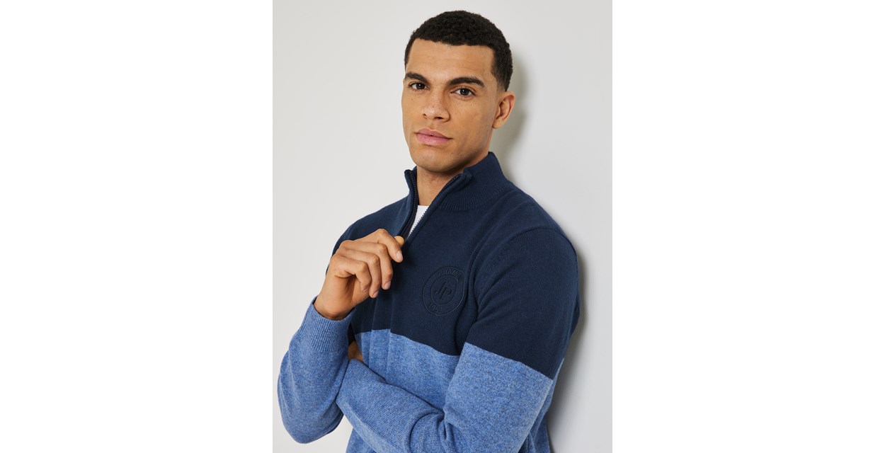 Lucien colorblock zipneck Sky Captain | VIC