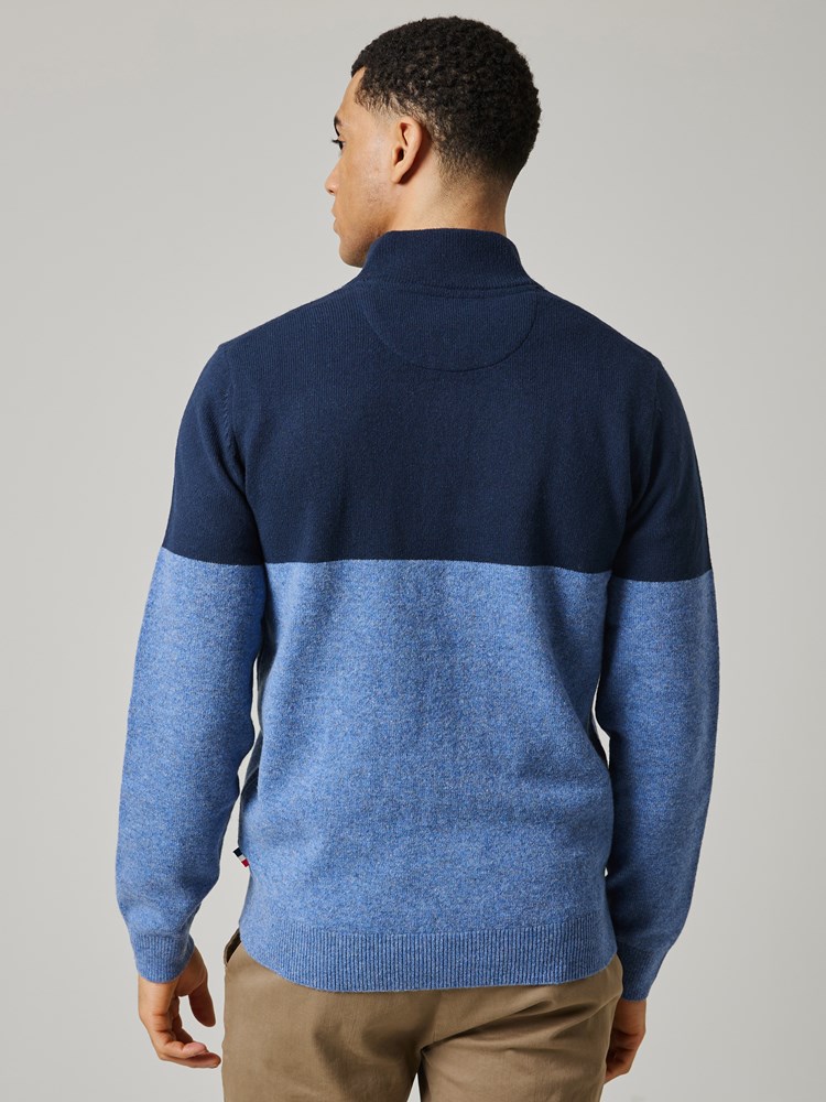 Lucien colorblock zipneck Sky Captain | VIC