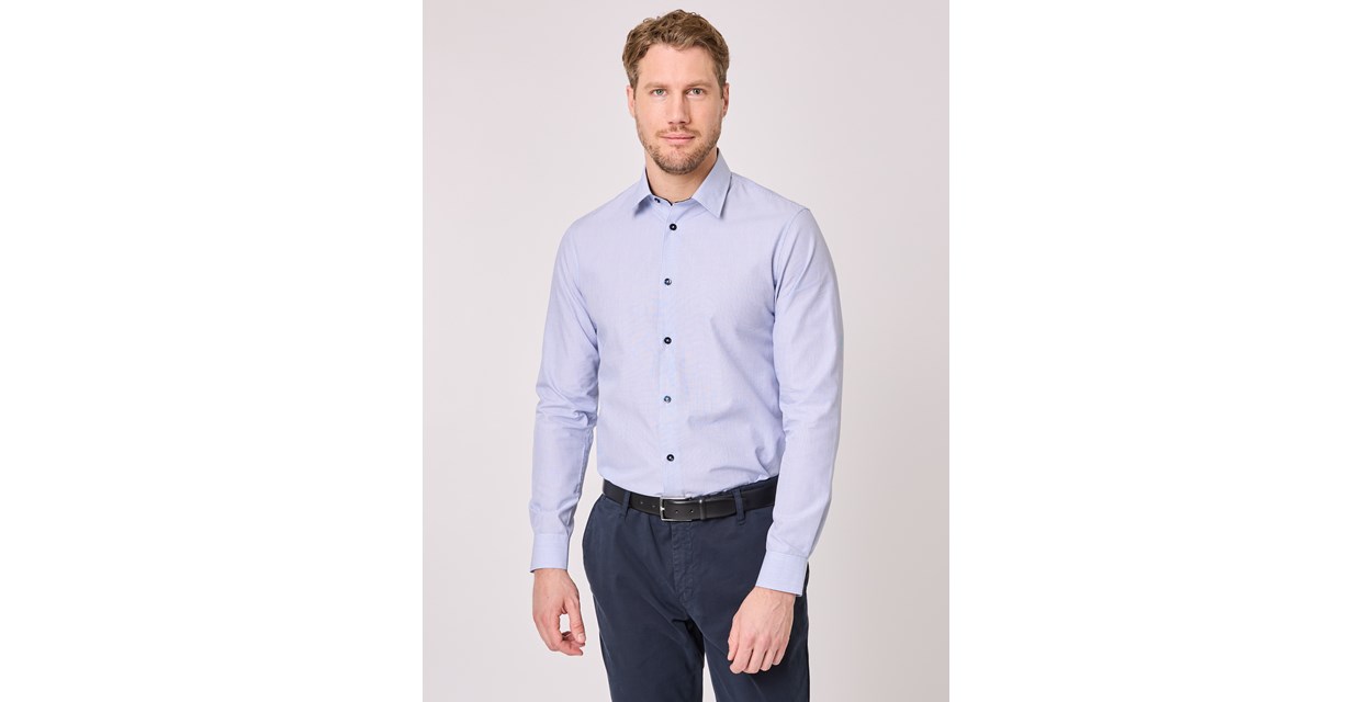 Fleming stripet skjorte Blue Indigo | VIC